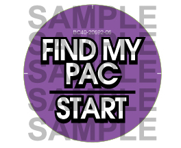 BC40-20692-06 - "FIND MY PAC/START" BUTTON DECAL PURPLE | NAMCO AMERICA ...